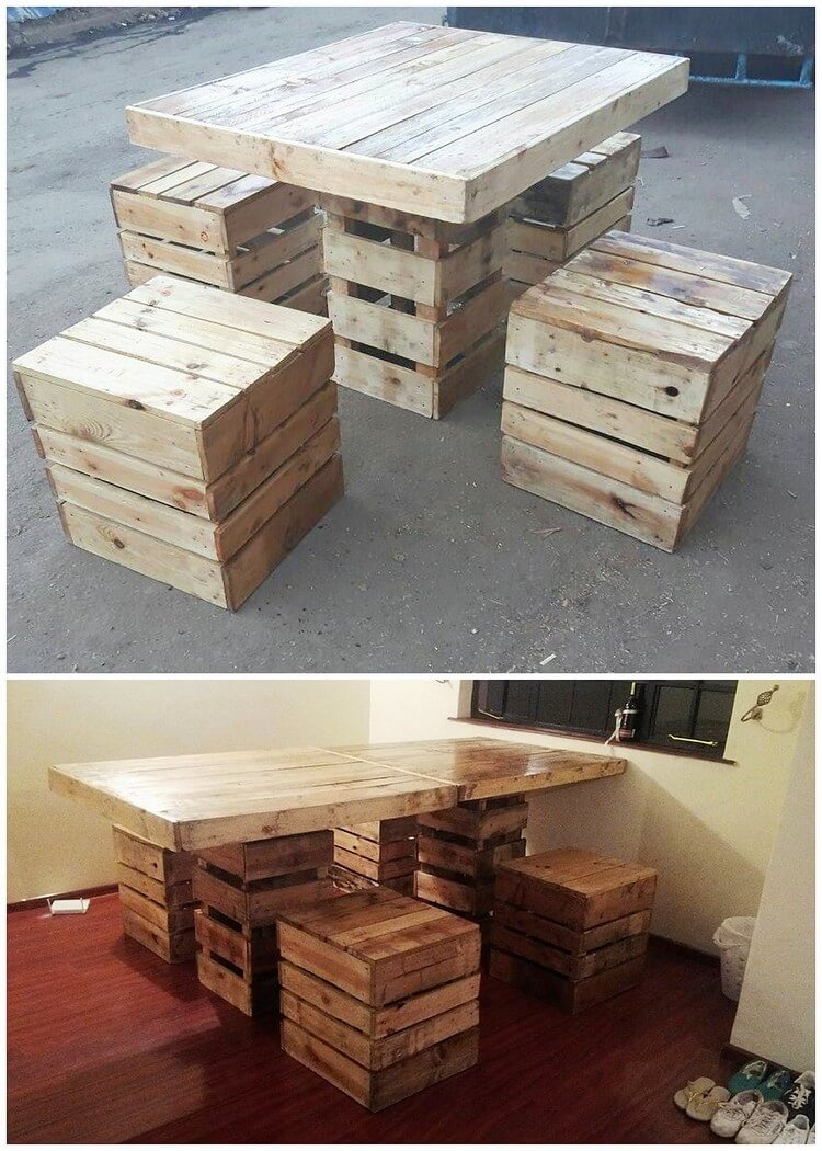 Pallet Table and Stools | DIY Pallet Ideas